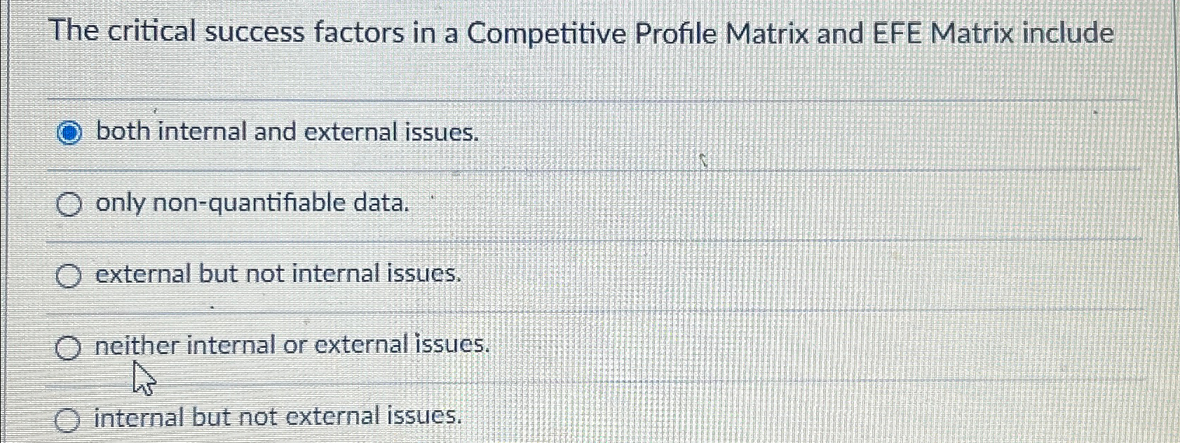 Solved The critical success factors in a Competitive Profile | Chegg.com