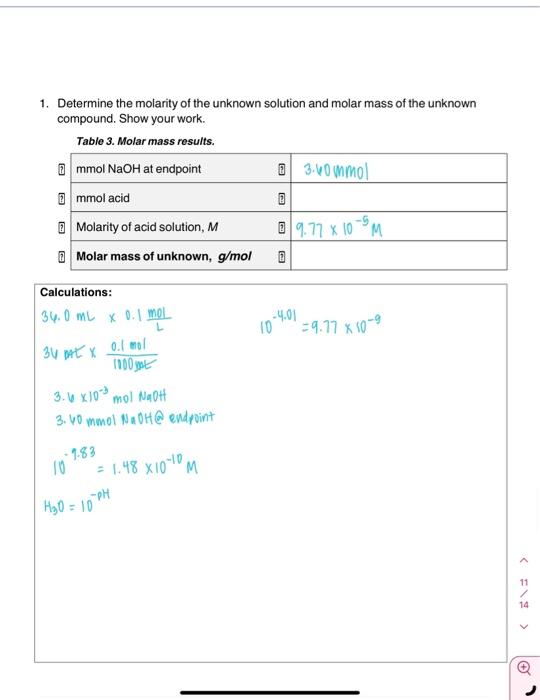 Solved i need some help finding the mmol of the acid. Also | Chegg.com