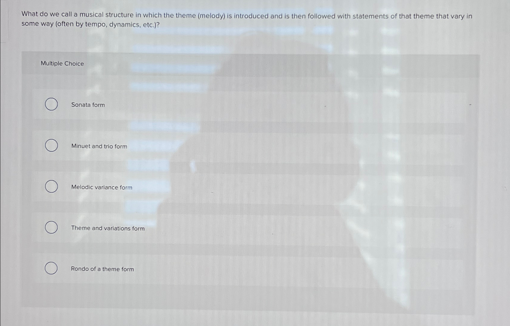 Solved What do we call a musical structure in which the | Chegg.com