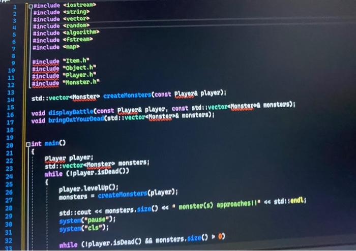 Solved displaybattle(player, nonsters); player. | Chegg.com