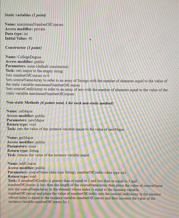 Solved Software Design Develop the following class: Class | Chegg.com