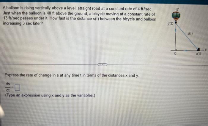 Solved A balloon is rising vertically above a level, | Chegg.com