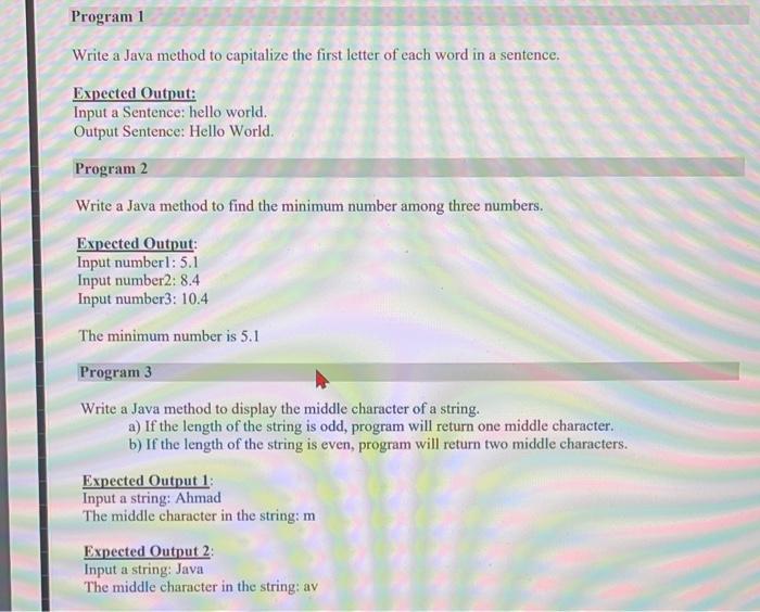 Solved Program 1 Write a Java method to capitalize the first | Chegg.com