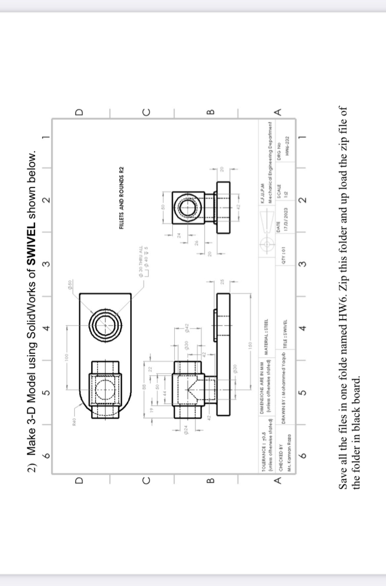 Solved Convert The 2d Into 3d Using Solidwork 6088