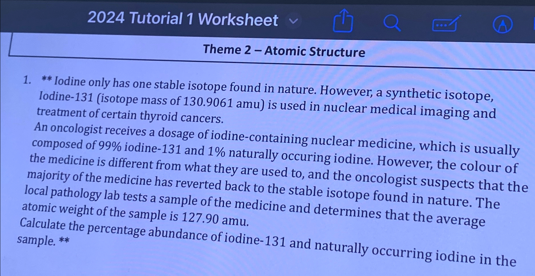Solved 2024 ﻿Tutorial 1 ﻿WorksheetTheme 2 - ﻿Atomic | Chegg.com