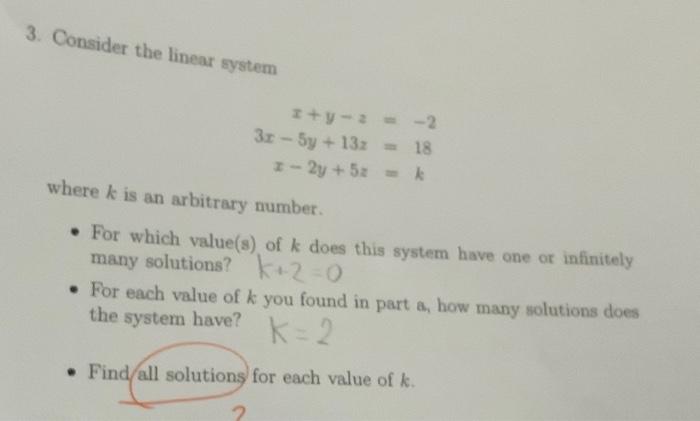Solved 3. Consider the linear system | Chegg.com