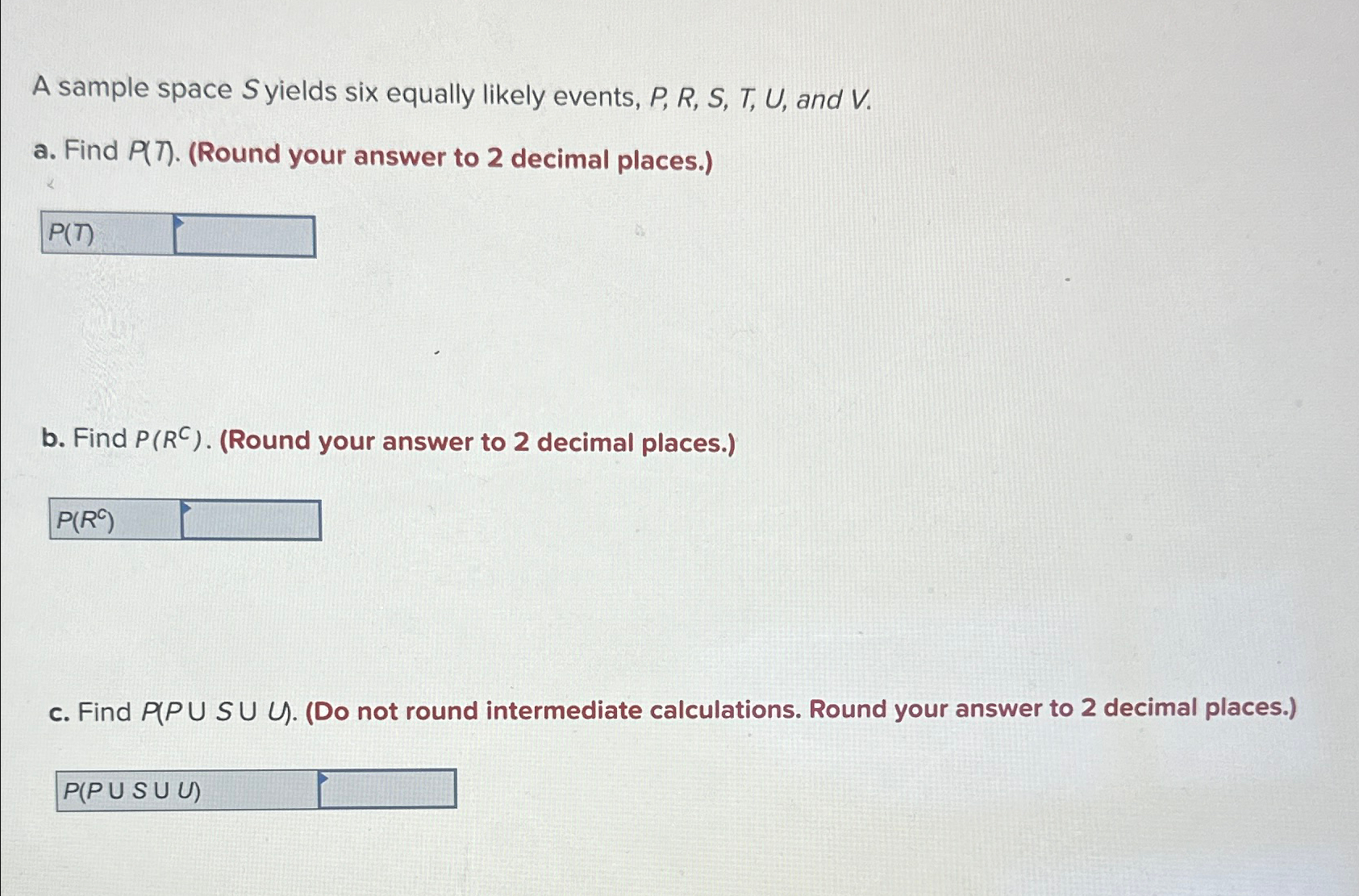 Solved A sample space S ﻿yields six equally likely events, | Chegg.com