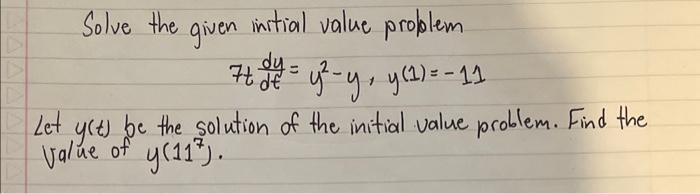 Solved Solve the given initial value problem | Chegg.com