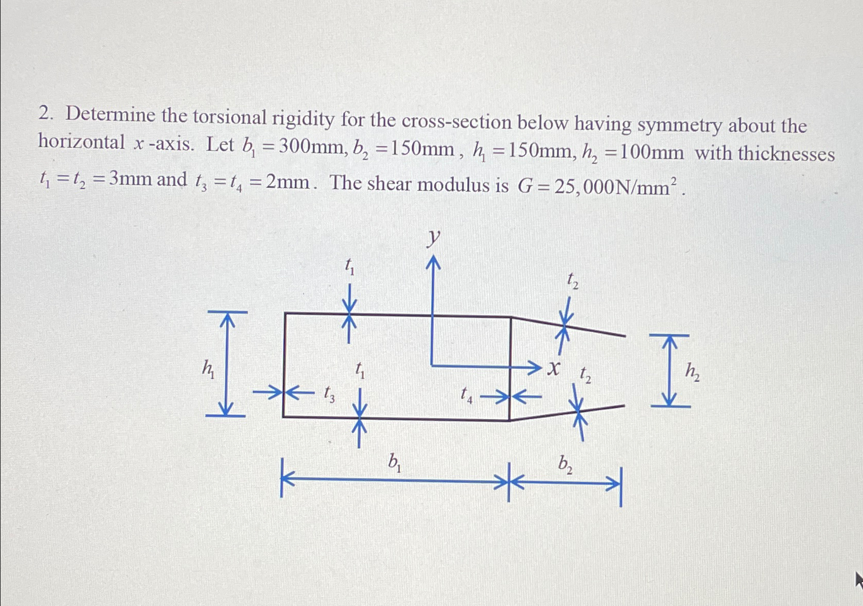 Solved Determine the torsional rigidity for the | Chegg.com