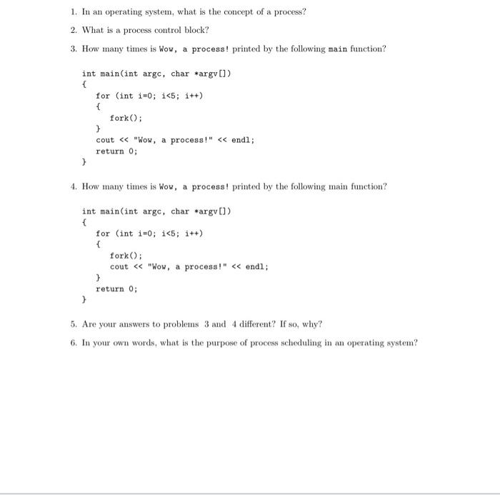 Solved 1. In an operating system, what is the concept of a | Chegg.com