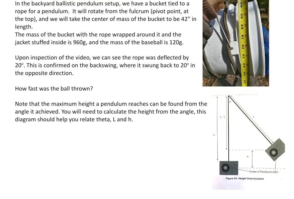 Solved In the backyard ballistic pendulum setup, we have a | Chegg.com