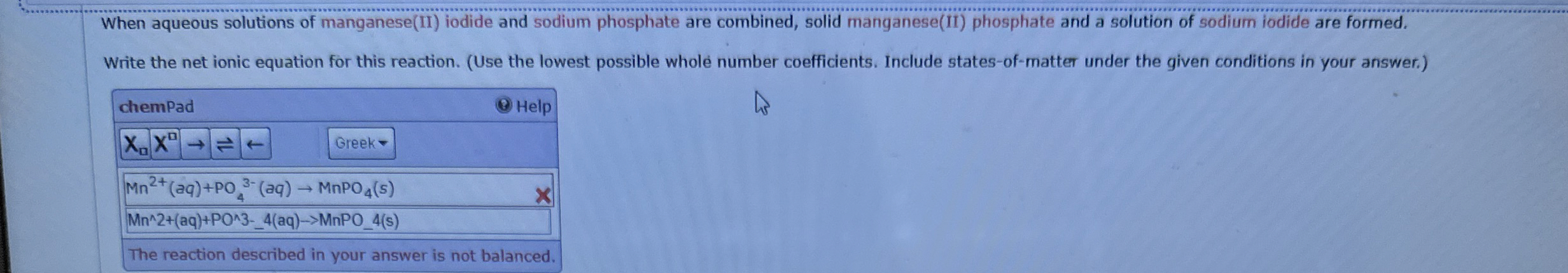 Solved When aqueous solutions of manganese(II) ﻿iodide and | Chegg.com