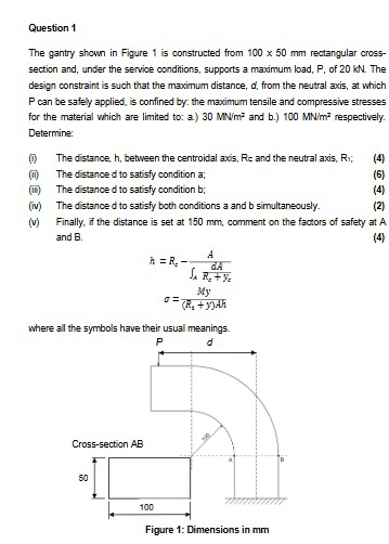 Solved Question 1The gantry shown in Figure 1 ﻿is | Chegg.com