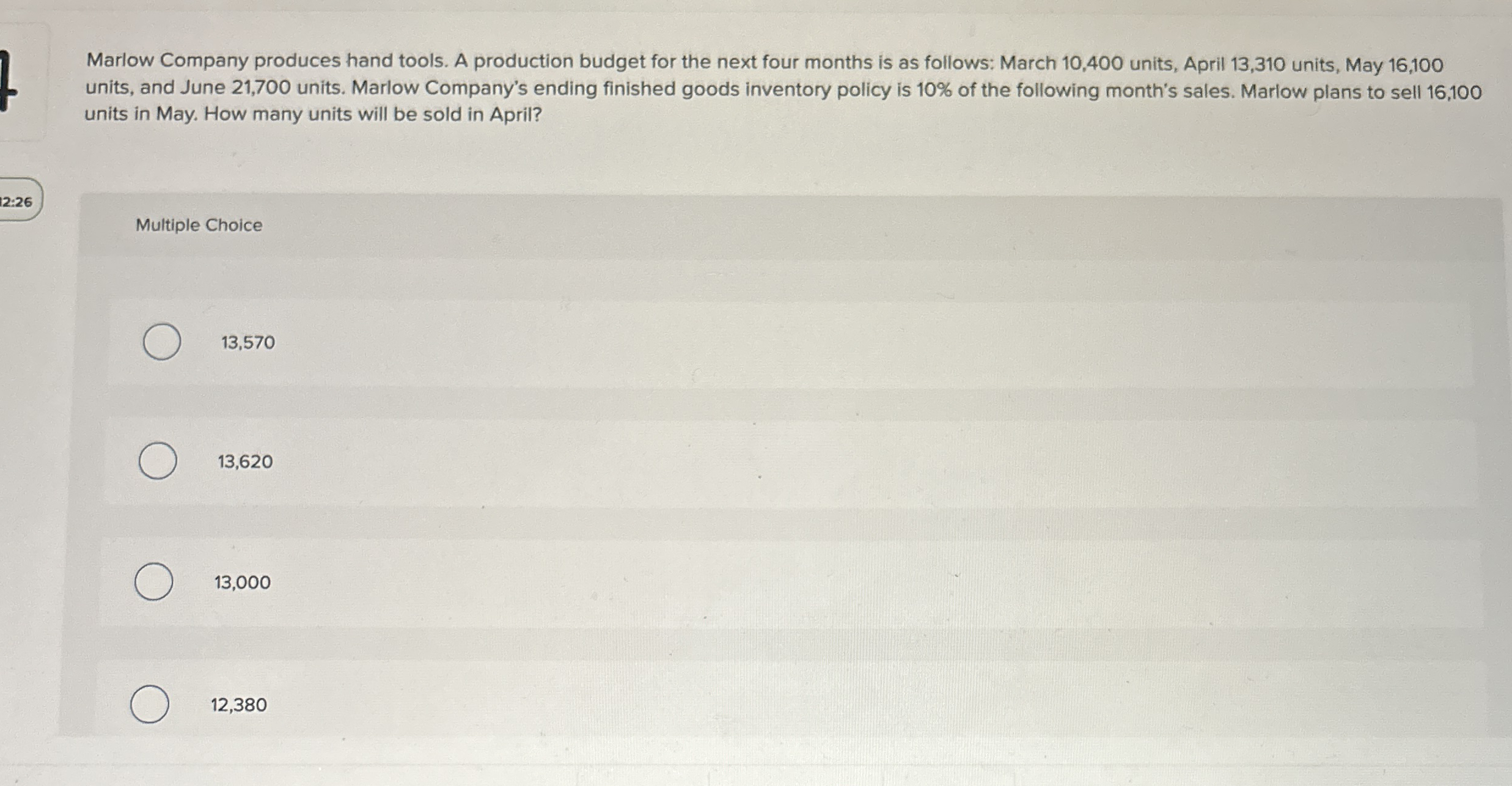 Solved Marlow Company produces hand tools. A production | Chegg.com