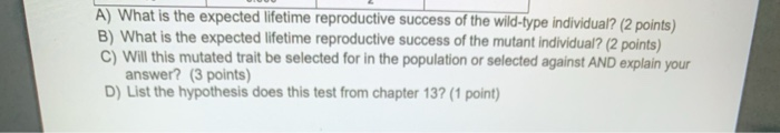 Solved A) What is the expected lifetime reproductive success | Chegg.com