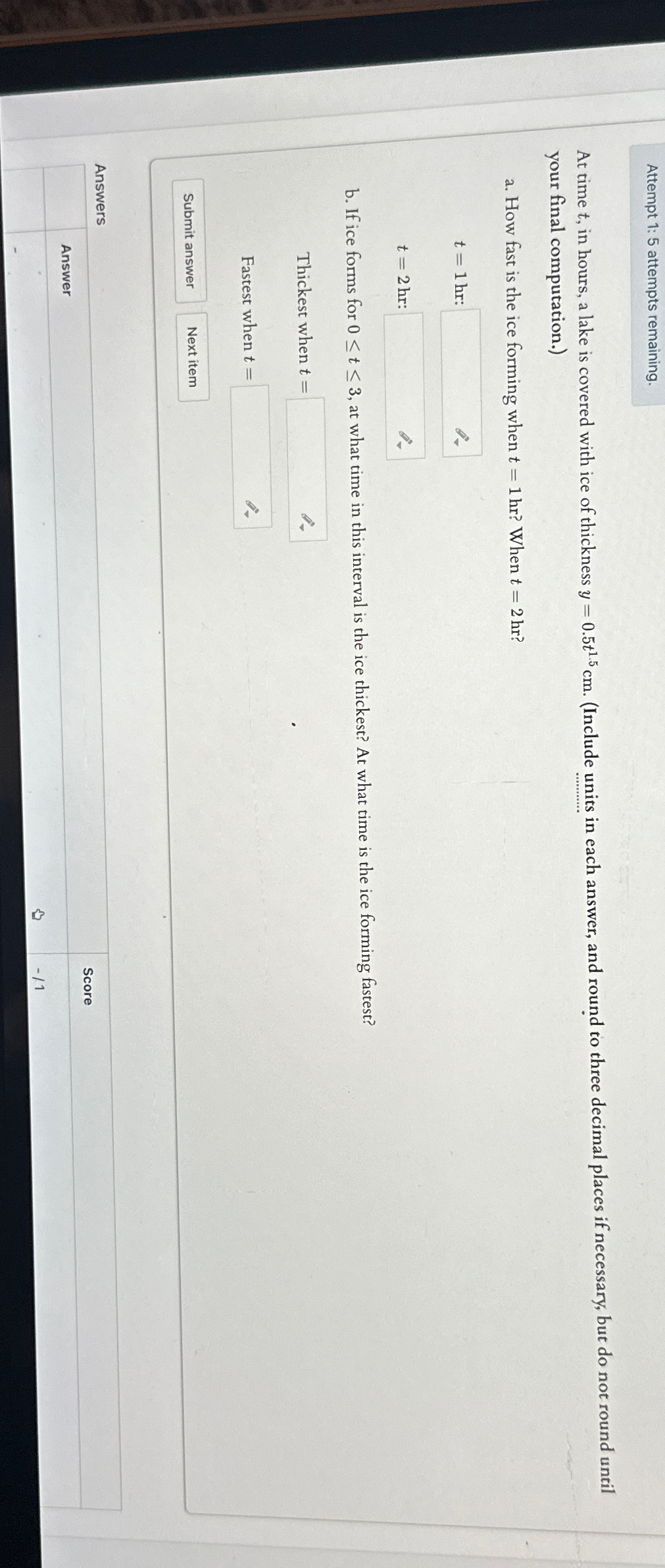Solved Attempt 1: 5 ﻿attempts remaining.At time t, ﻿in | Chegg.com