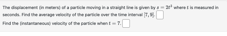 Solved The displacement (in meters) ﻿of a particle moving in | Chegg.com