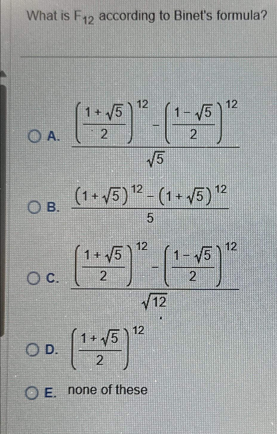 Solved What is F12 ﻿according to Binet's | Chegg.com