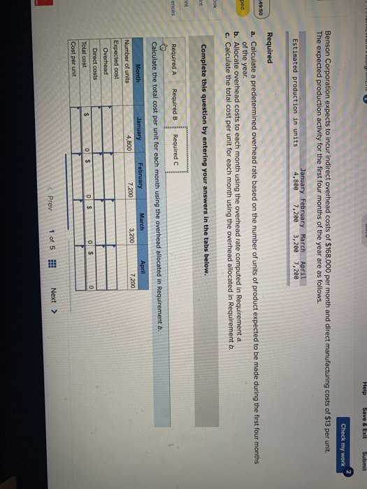 Solved Help Save & Exit Submit Check my work Benson | Chegg.com