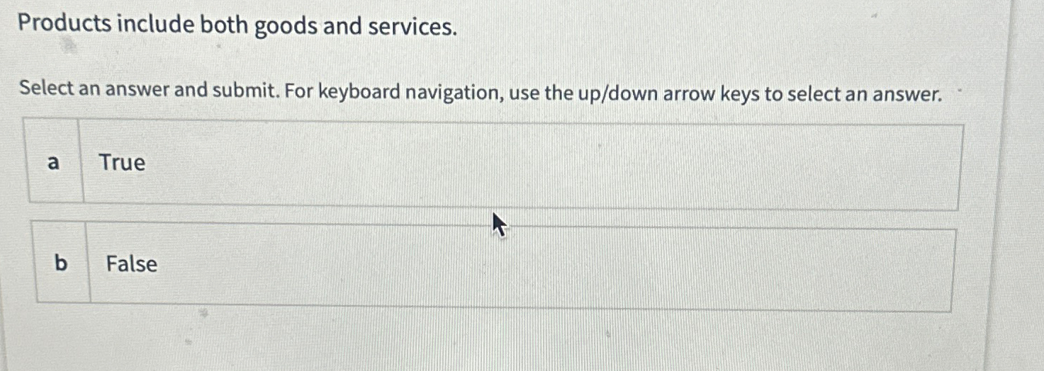 Solved Products include both goods and services.Select an | Chegg.com
