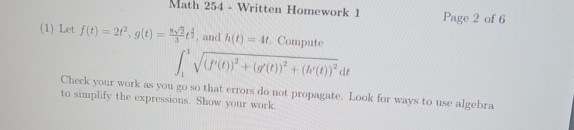 Solved Math 254 - ﻿Written Homework 1Page 2 ﻿of 6(1) ﻿Let | Chegg.com