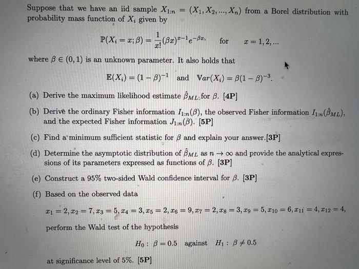 Solved Suppose that we have an iid sample X1:n=(X1,X2,…,Xn) | Chegg.com