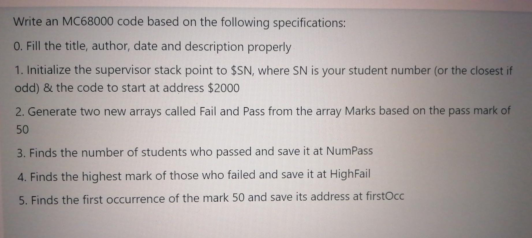 Write an MC68000 code based on the following | Chegg.com