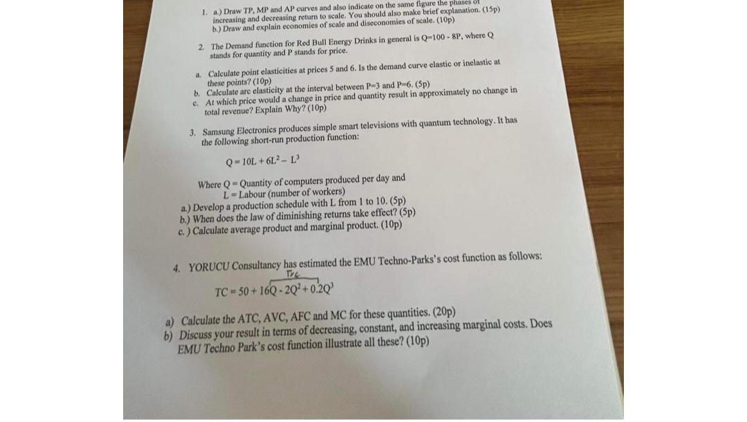 Solved a.) Draw TP, MP and AP curves and also indicate on | Chegg.com Solved a.) Draw TP, MP and AP curves and also indicate on | Chegg.com