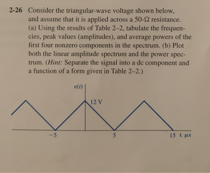 Solved 2-26 Consider the triangular-wave voltage shown | Chegg.com