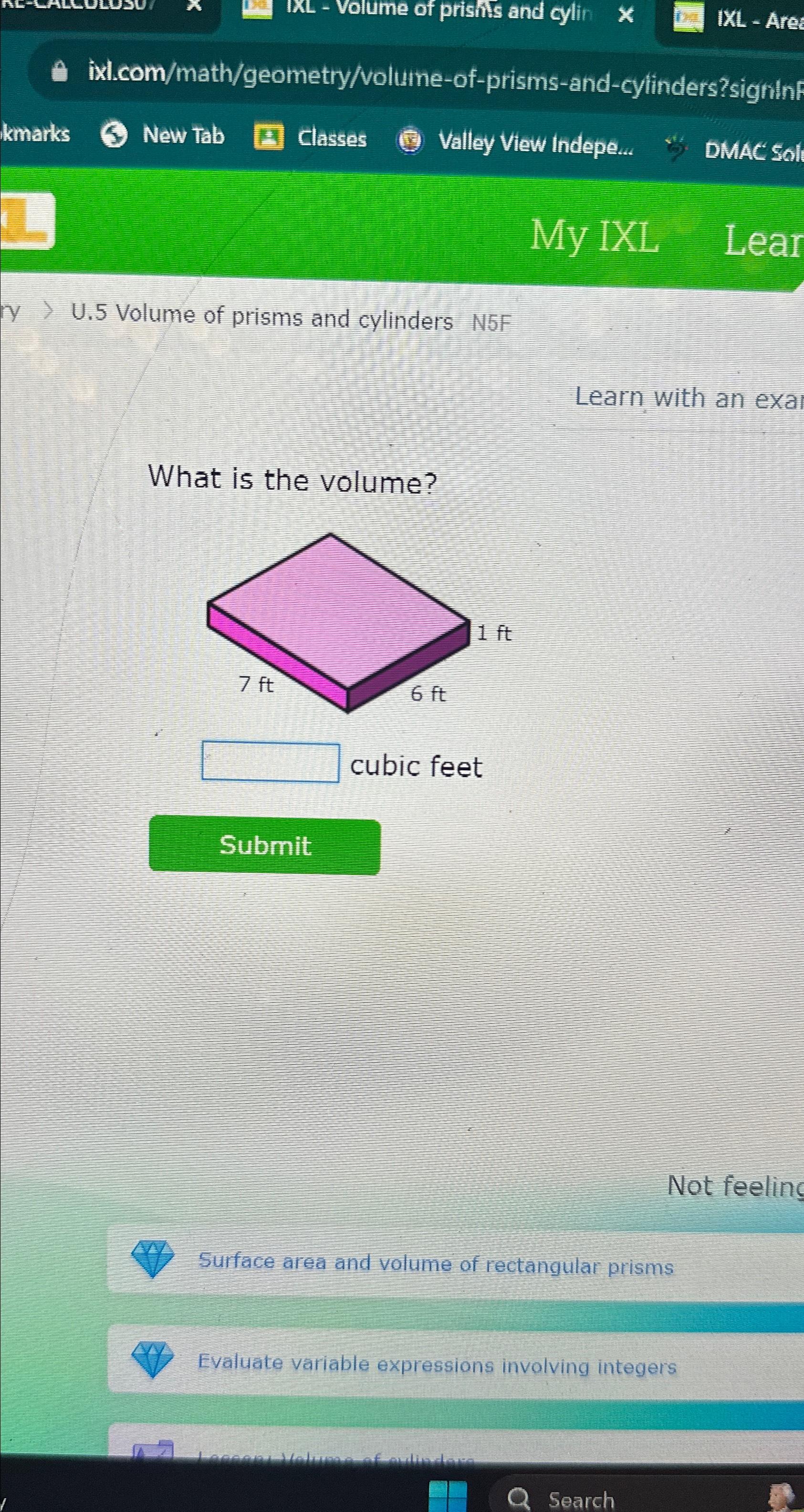 Solved U.5 ﻿Volume of prisms and cylinders N5F Learn with an | Chegg.com