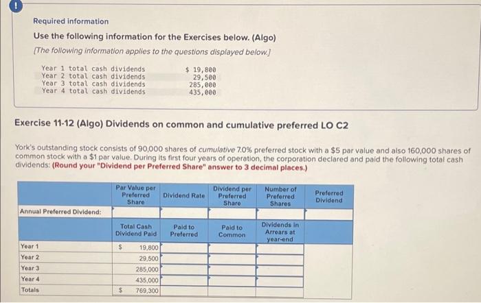 Solved Required Information Use the following information | Chegg.com