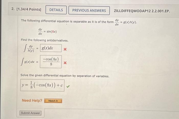 Solved The Following Differential Equation Is Separable As