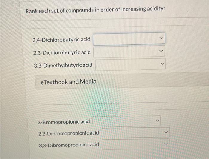 Solved Rank each set of compounds in order of increasing | Chegg.com