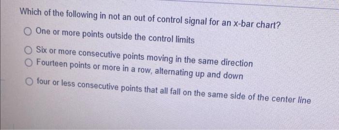 Solved Which of the following in not an out of control | Chegg.com
