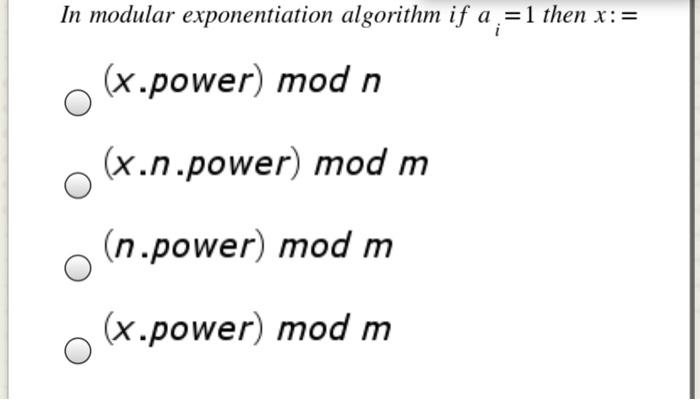 Solved Inverse of 9 modulo 23 is - 18 -17 18 17 In modular | Chegg.com