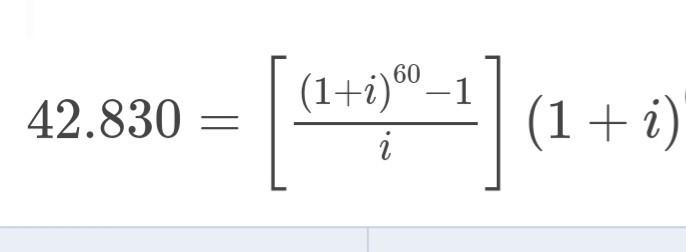 Solved future value (Fv)=20,430 PMT =477 n=60 i=? formula | Chegg.com