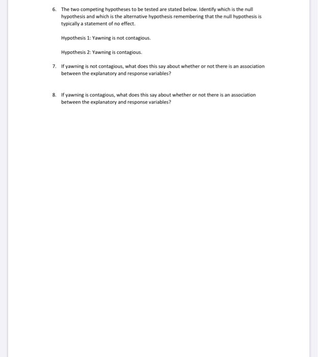 Solved 5.2: Is Yawning Contagious? STEP 1: Ask a research | Chegg.com