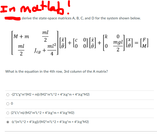 Solved In matlab!write a code that will derive the | Chegg.com
