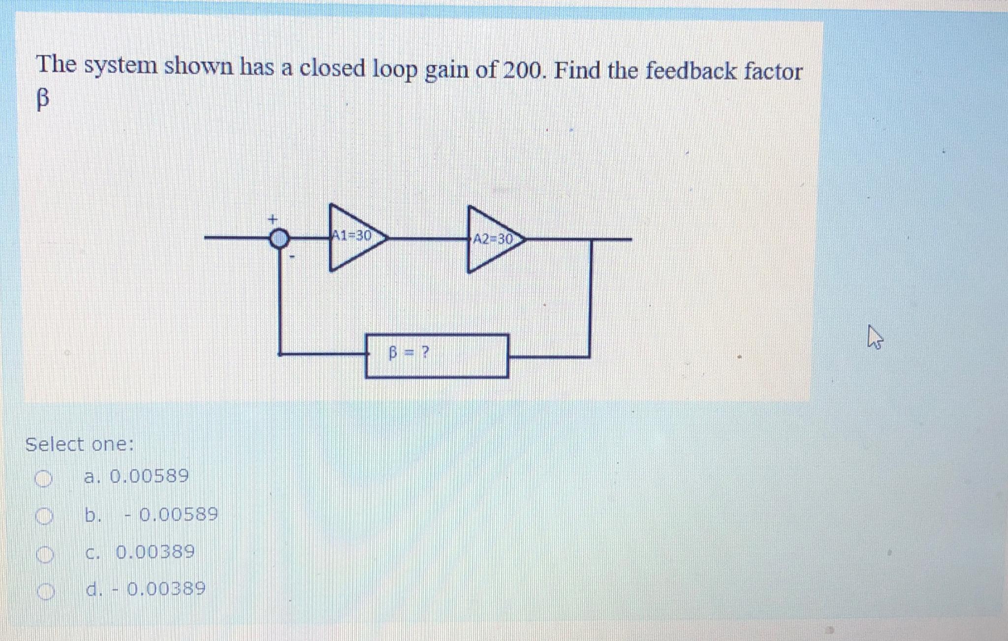 Solved The system shown has a closed loop gain of 200. ﻿Find | Chegg.com