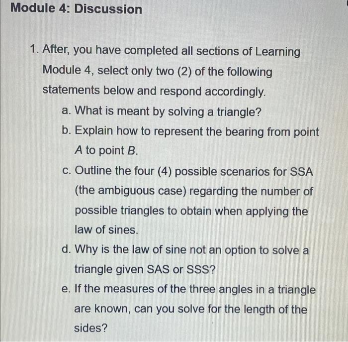 Module 4: Discussion 1. After, you have completed all | Chegg.com