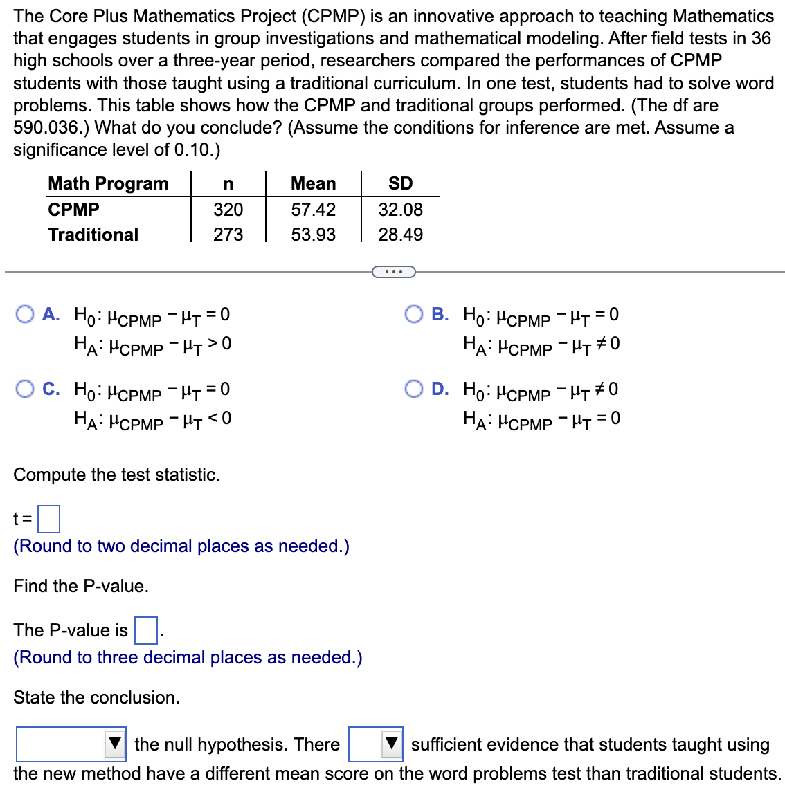 Solved The Core Plus Mathematics Project (CPMP) ﻿is an | Chegg.com