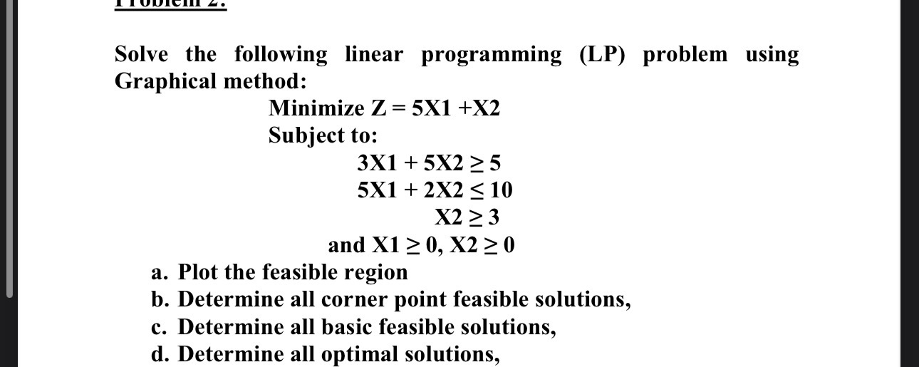 Solved Solve the following linear programming (LP) ﻿problem | Chegg.com