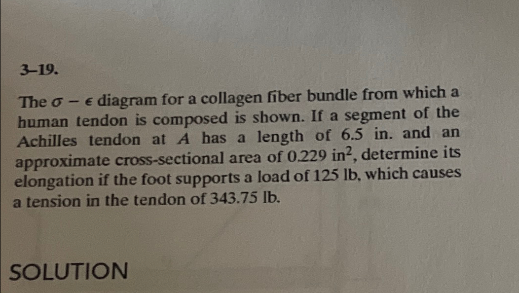 3-19.The σ-εlon ﻿diagram for a collagen fiber bundle | Chegg.com