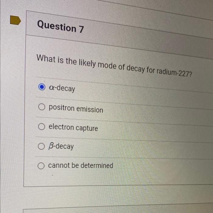 Solved What is the likely mode of decay for radium-227? | Chegg.com