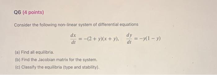 Consider the following non-linear system of | Chegg.com