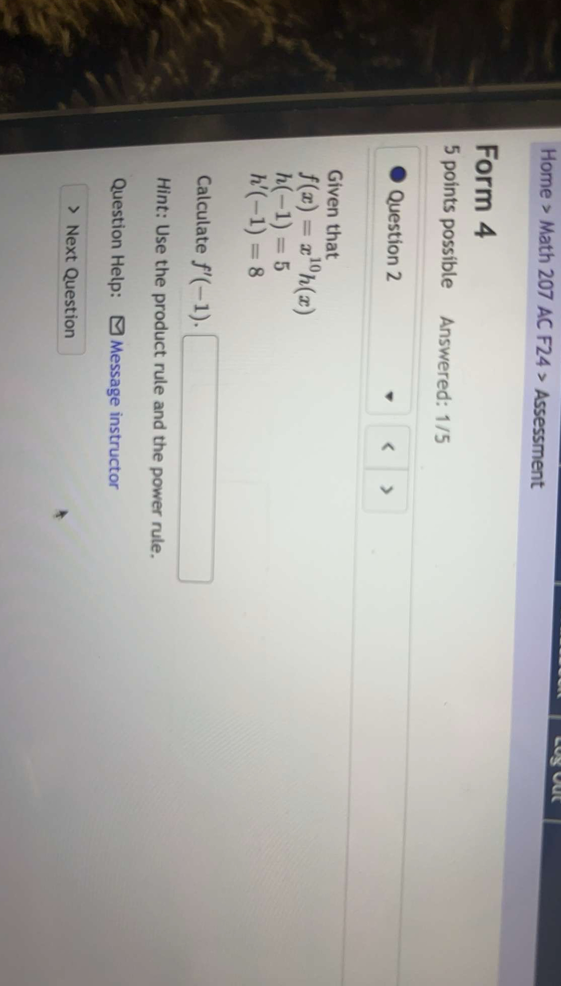 Solved Home > ﻿Math 207 ﻿AC F24 > ﻿AssessmentForm 45 ﻿points | Chegg.com