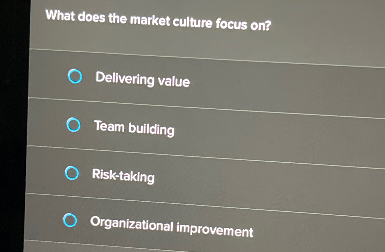 Solved What does the market culture focus on?Delivering | Chegg.com