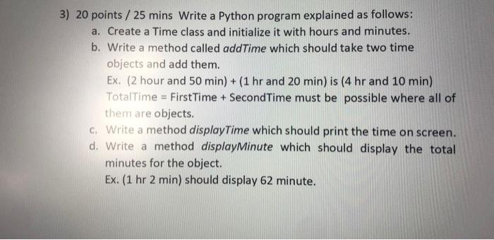 Solved 3) 20 points / 25 mins Write a Python program | Chegg.com
