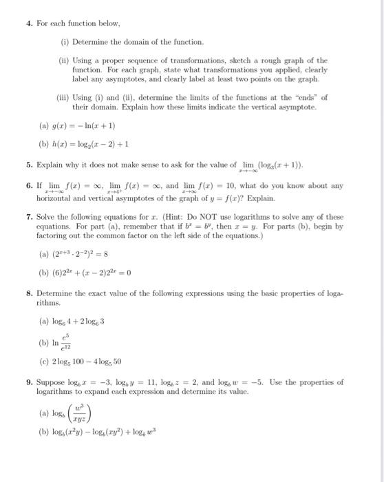 Solved 4 For Cach Function Below I Determine The Domain 