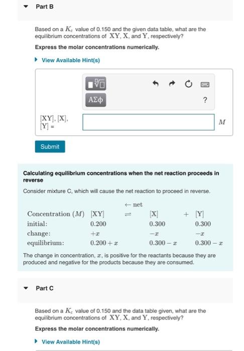 Solved Based on a Kc value of 0.150 and the given data | Chegg.com